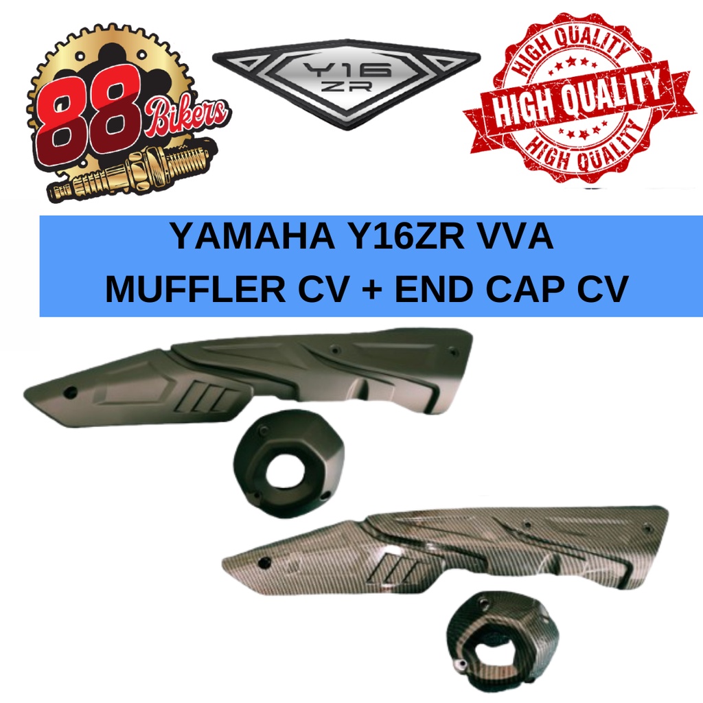 COMBO 2 IN 1 YAMAHA Y16ZR VVA MUFFLER + END CAP COVER CARBON / MATT ...