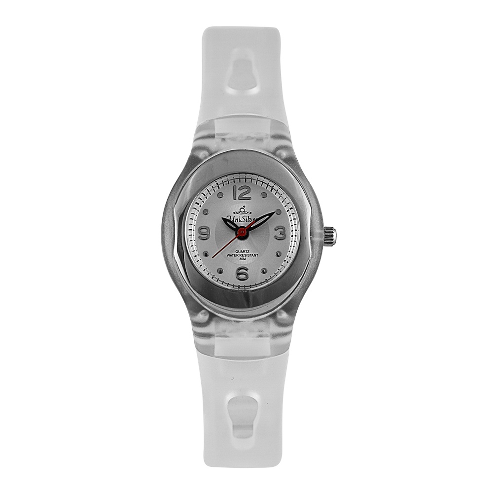 UniSilver TIME ZYGO Women's Analog Silver/Translucent White Rubber ...