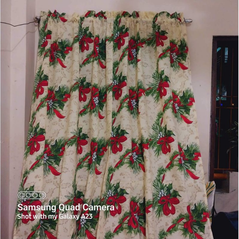 CHRISTMAS DESIGN NO RING CURTAIN / GEENA FABRIC | Shopee Philippines
