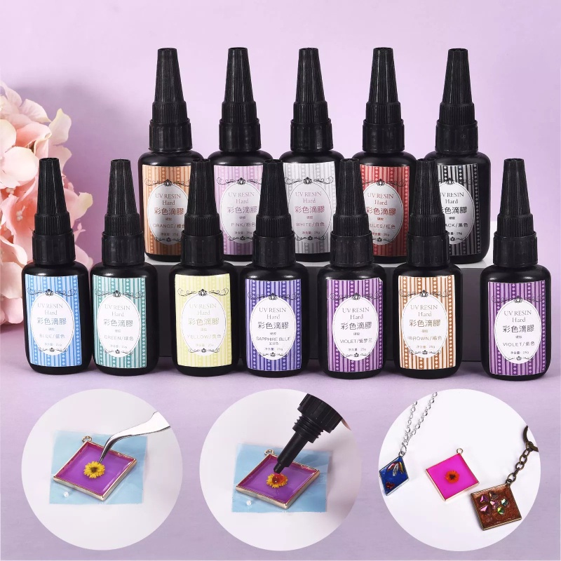 25g Colored UV Resin -12 Colors UV Light Curing Ultraviolet Cure Resin ...