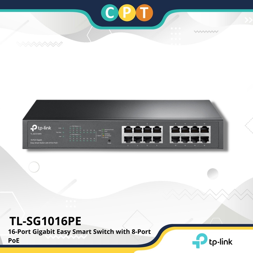 Tp-Link TL-SG1016PE 16-Port Gigabit Easy Smart Switch with 8-Port PoE+ | Shopee Philippines