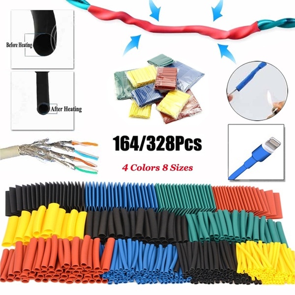 164/328pcs Set Heat Shrink Tube Protect Wrap Wire Cable Insulated ...