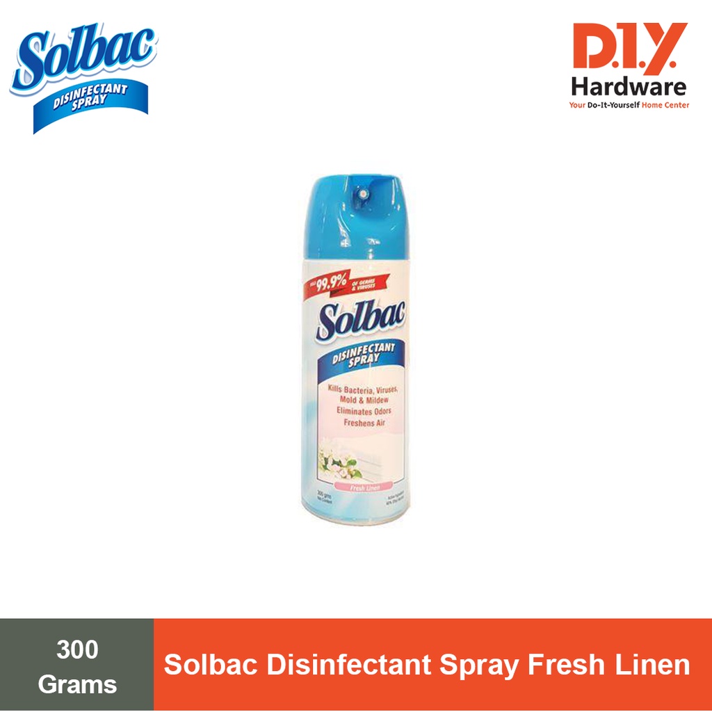 Solbac Disinfectant Spray Fresh Linen 400 Grams | 300 Grams | Shopee ...