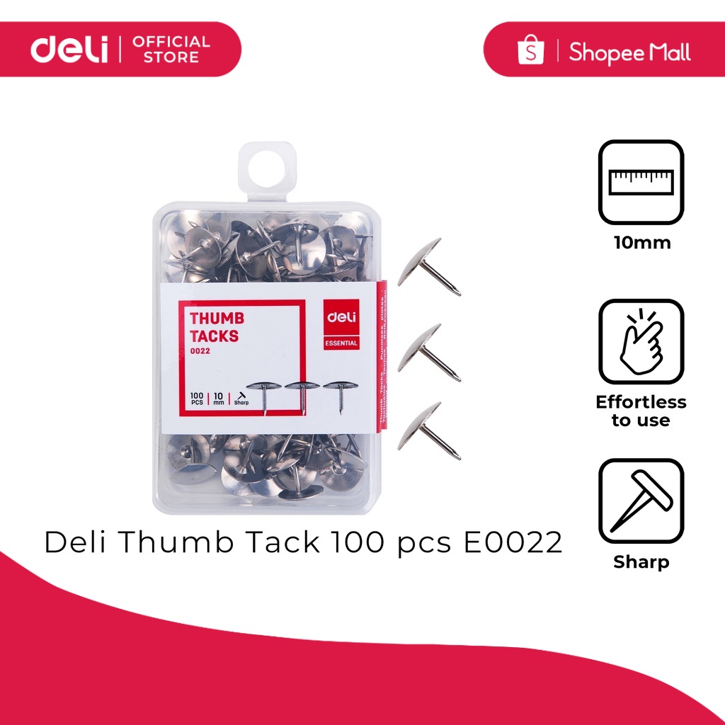 Deli E0022 Office Consumable Thumb Tack 100PCS [75250022] | Shopee ...