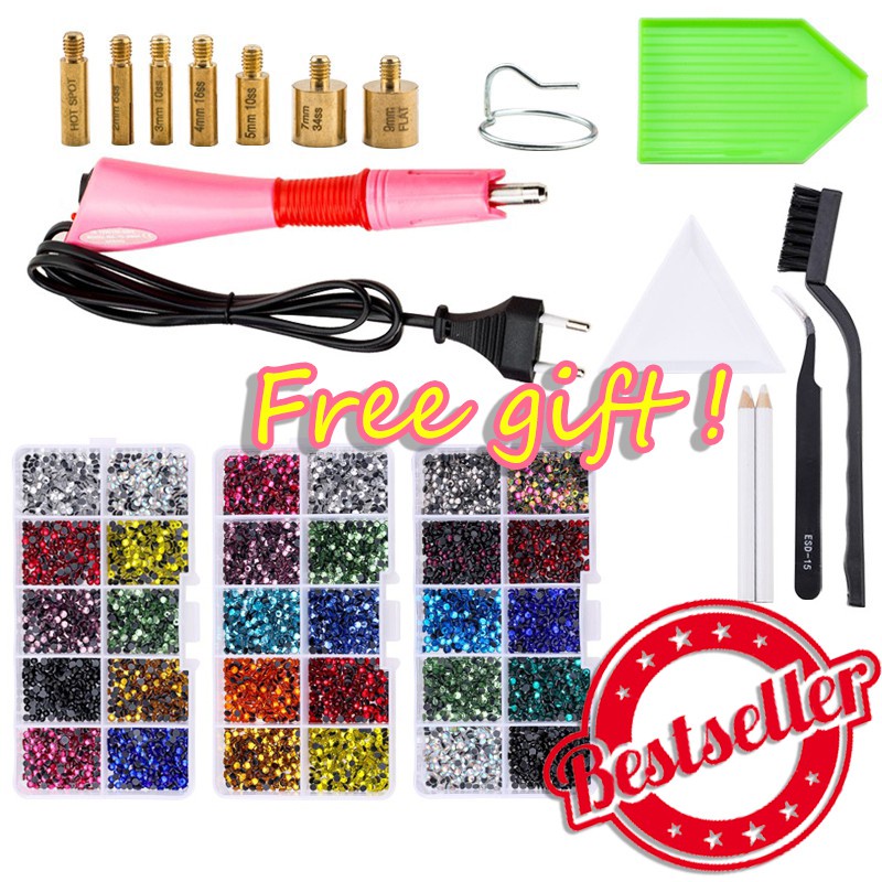 Hot Sale New Set Hot Fix Rhinestones US PLUG Hotfix Applicator 7 Tips ...
