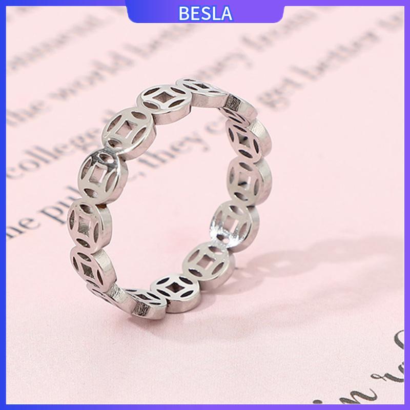 Lucky Charm Coin Ring Fortune Transfer Ring Vintage Titanium Steel ...
