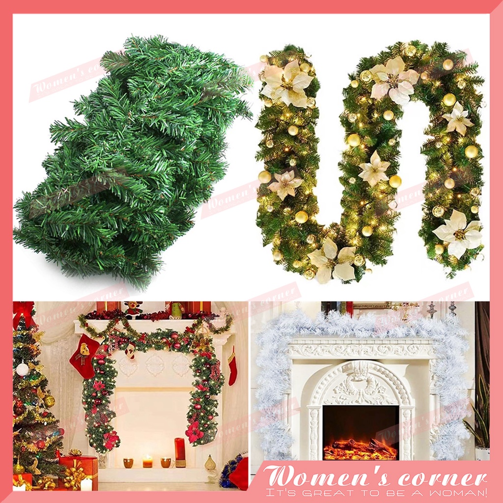 2.7M Christmas green garland,white garland,christmas decoration,plain ...