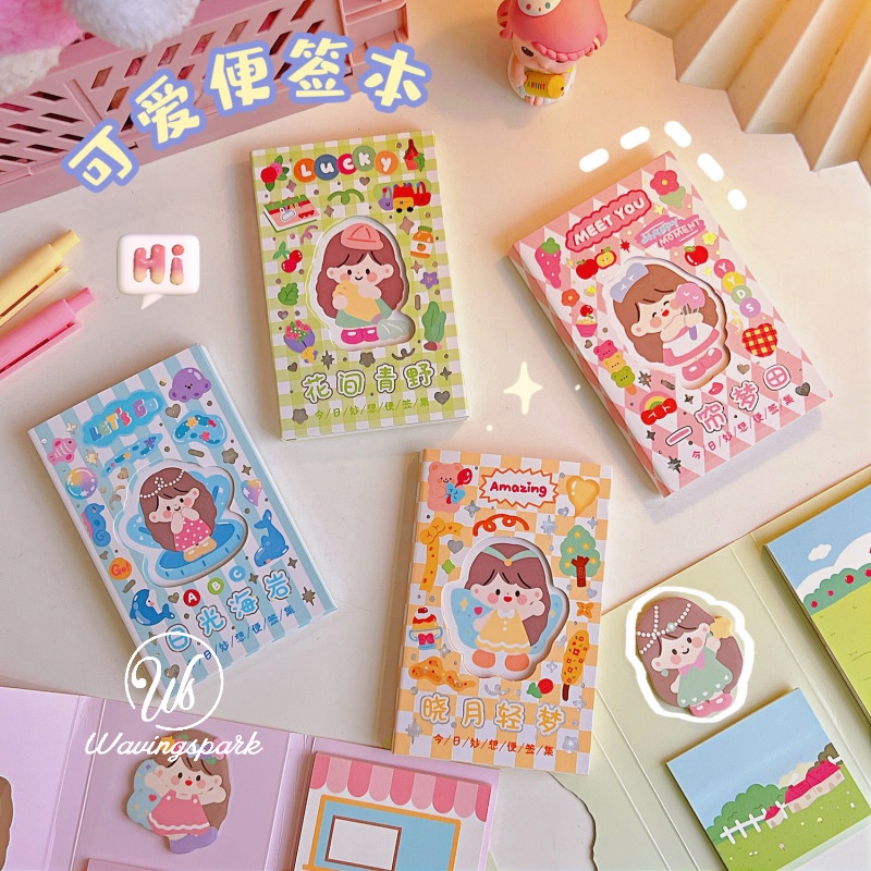 INS New Little Girl Note Set Including Different Size Sticky Notes ...