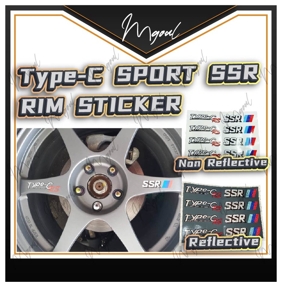 1SET 4PCS High Grade RIM Sticker Reflective TYPE-C RS SSR rim ...