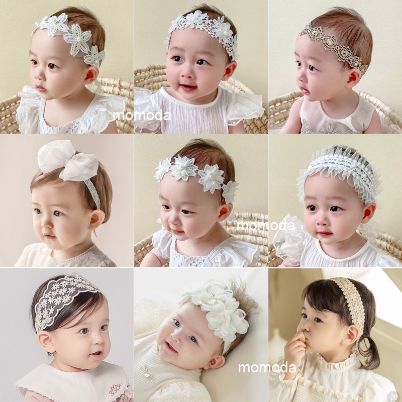 White Christening Headband Newborn Lace Baptismal Hair Band for Baby ...