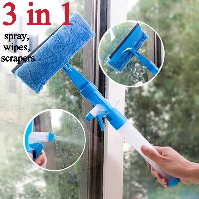 ZH631 3in1 Double Sided Towel Scraper Glass Wiper Cleaner With Watering ...