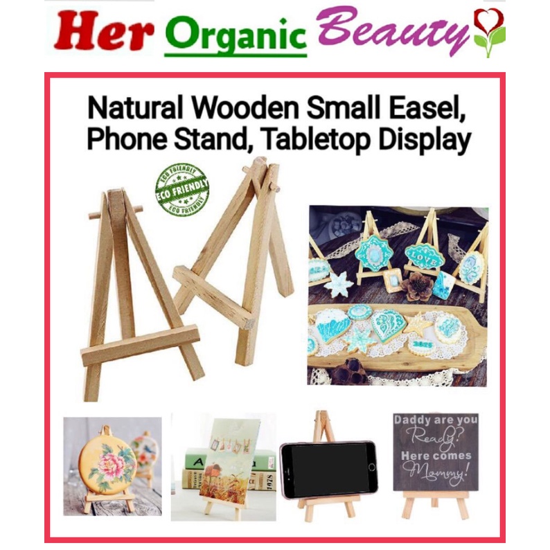 Natural Wooden Small Easel, Phone Stand, Tabletop Display APL | Shopee ...