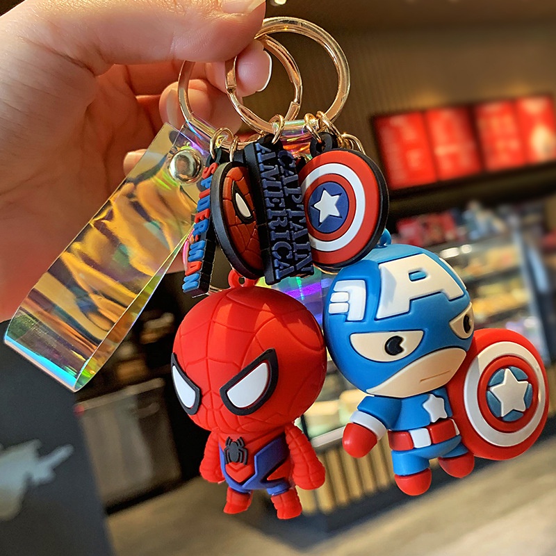 Heroes Avengers Captain America Spiderman Iron Man Keychain Cartoon ...