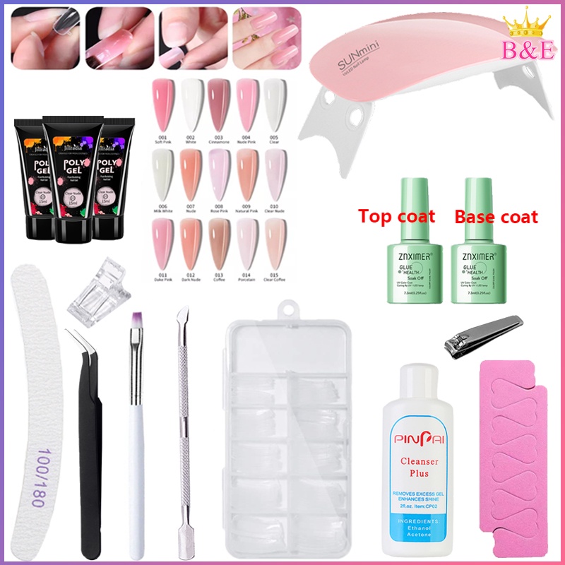 B&E Poly Gel Nail Extension Set Uv Light Nail Dryer 13pcs soft gel nail ...