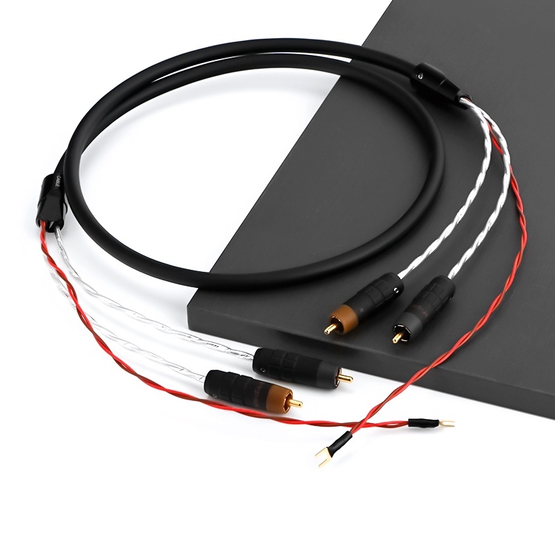 Pure Silver HiFi Audio RCA Cable with Ground Wire for Audiophile LP ...