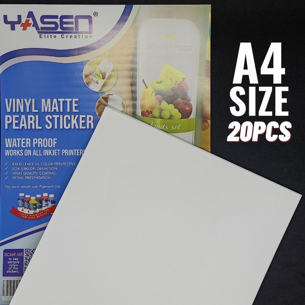 Yasen Pearl Vinyl Inkjet Sticker A4 Size Glossy/Matte/Transparent ...