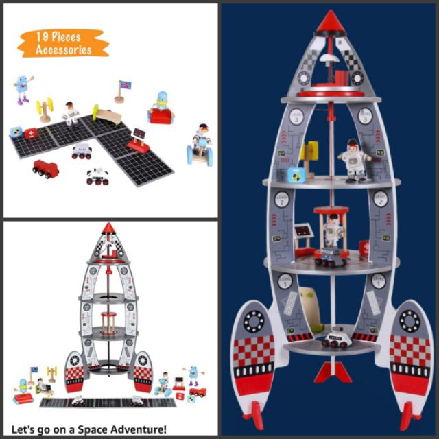 Wooden Space Rocket Station Toy Playset | Shopee Philippines