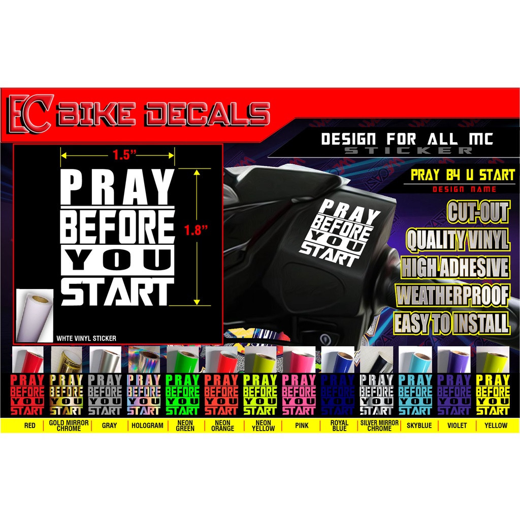 PRAY BEFORE YOU START DECALS - HIGH QUALITY DECALS | Shopee Philippines