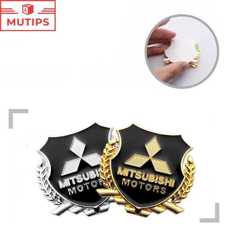 Mitsubishi 2Pcs Car 3D Metal Sticker Wheat Badge Logo For Mirage G4 ...