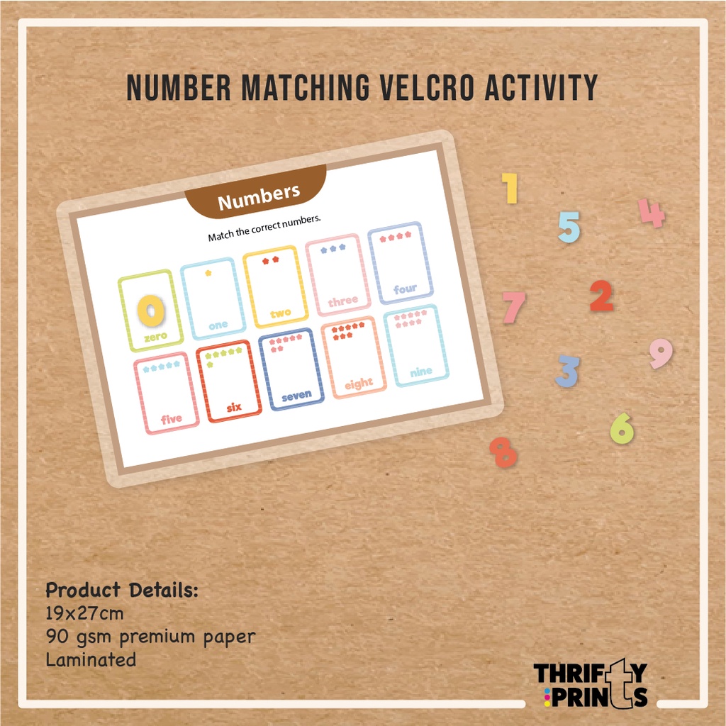 Number Matching Laminated With Velcro Learning Material Activity ...