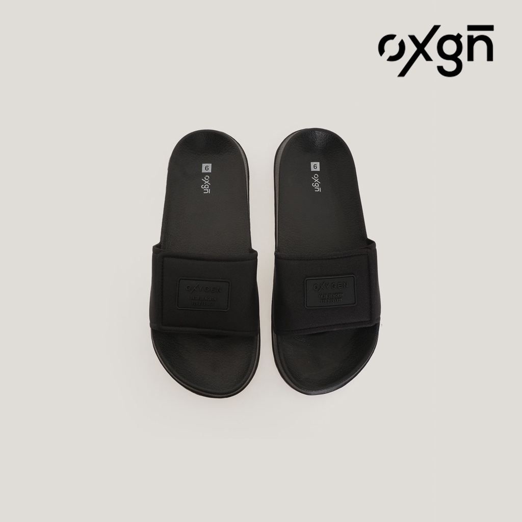 OXGN Velcro Sliders With Rubber Patch Slippers For Men (Black) | Shopee ...
