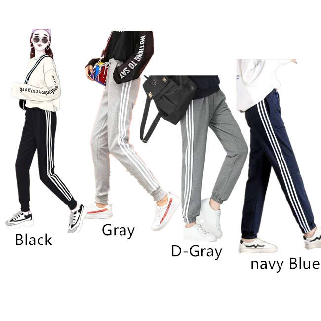 XIA776 THREE LINES SOFT FABRIC PANTS FASHION CASUAL FOR HER | Shopee ...