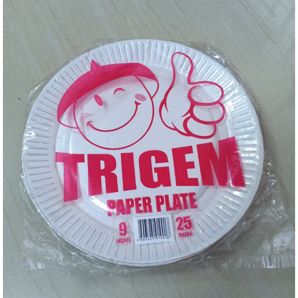 TRIGEM Disposable Paper Plate (9 Inches) | Shopee Philippines