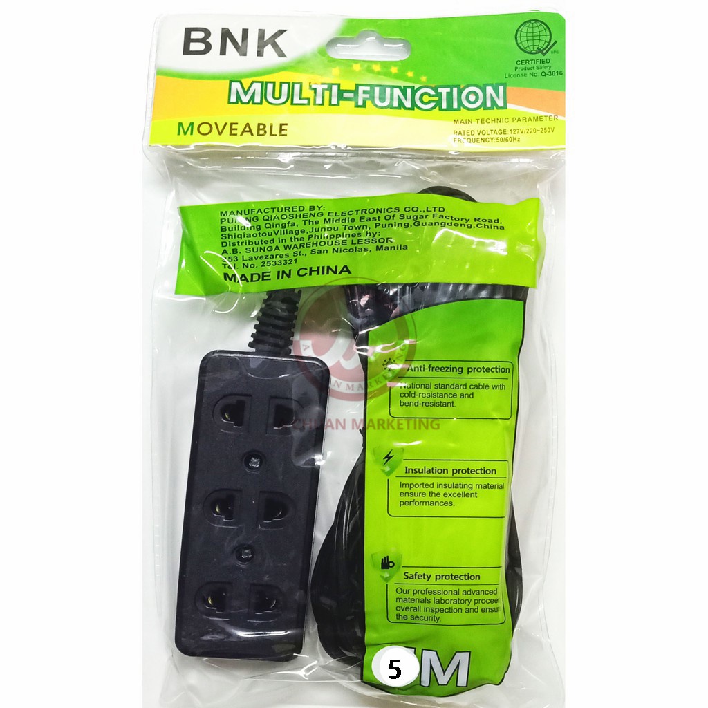 Power Socket Extension BNK Moveable Multi Function 5M-2Gang/3Gang/4Gang ...