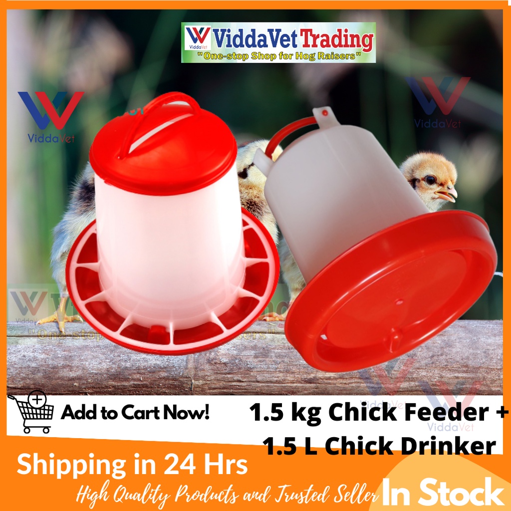 1.5L Chick Drinker + 1.5kgs Chick Feeder chicken waterer drinker ...
