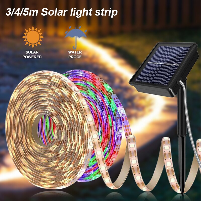 5M Solar Led Light Garden Decoration Outdoor LED Strip Light RGB 2835 ...