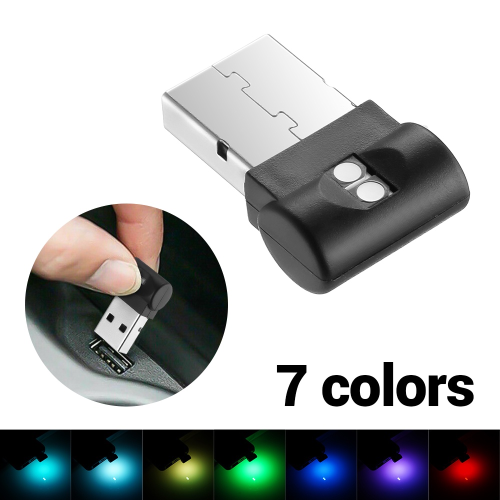 （Ready stock）1PCS 7 Colors Mini USB LED Car Light Auto Atmosphere Neon ...