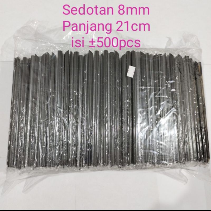 HITAM Ggsm Bubbel Straws 8mm 21cm 500pcs Black Plastic Wrap 1 By 1 ...