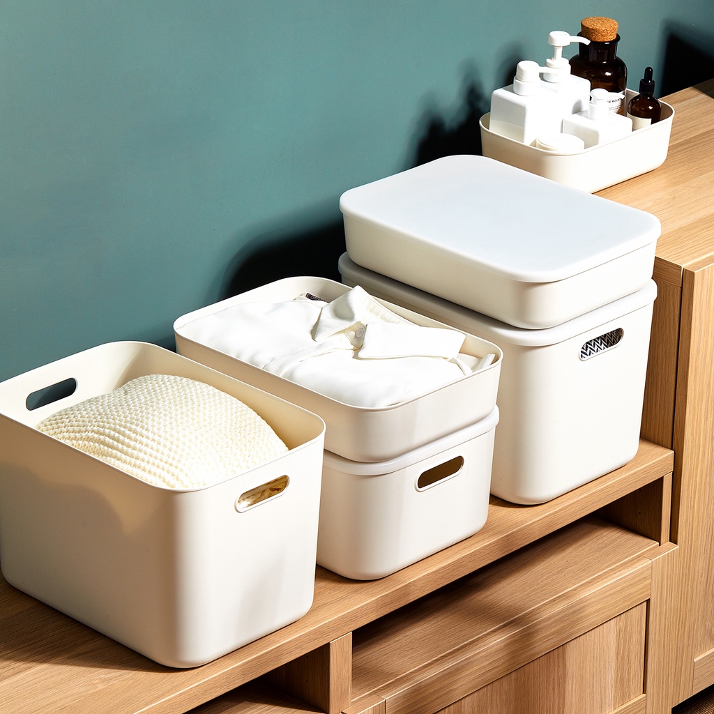 Vusign by Deli Plastic Storage Organizer Box With Lid Organizer Basket ...