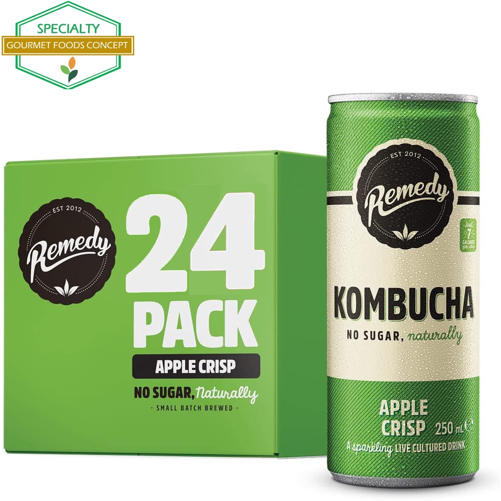 REMEDY KOMBUCHA APPLE CRISP CAN 250ML x 24s | Shopee Philippines