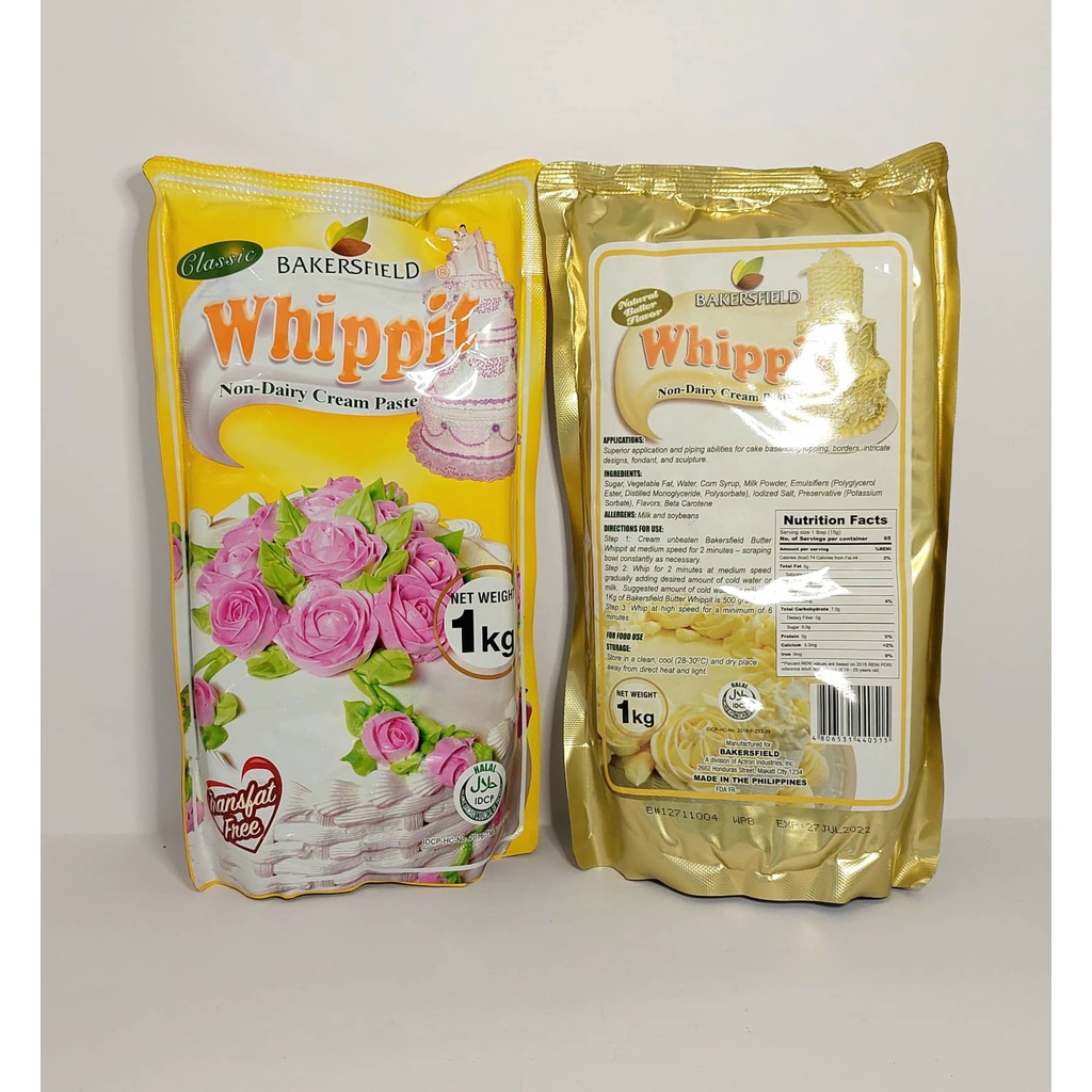 Whippit | Bakersfield Non-Dairy Whipping Cream Paste 1kg | 500g ...