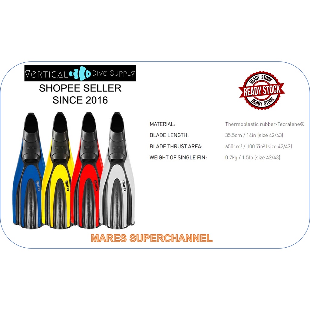 MARES AVANTI SUPERCHANNEL FULLFOOT FINS BEST FOR SCUBA DIVING | Shopee ...