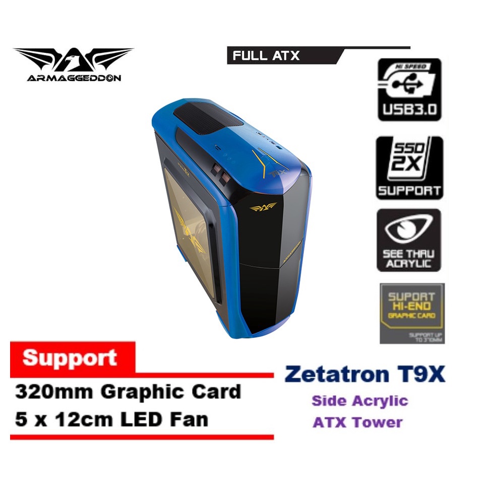 ARMAGGEDDON T9x ATX ZETATRON Gaming Case-Blue | Shopee Philippines