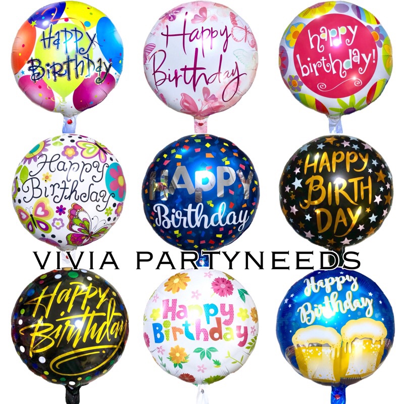 18inches Happy Birthday Foil Round Balloon Theme Party Decoration ...