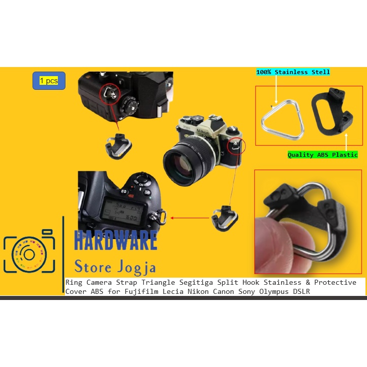 Camera Ring Strap Triangle Split Hook Stainless & Protective Cover ABS ...