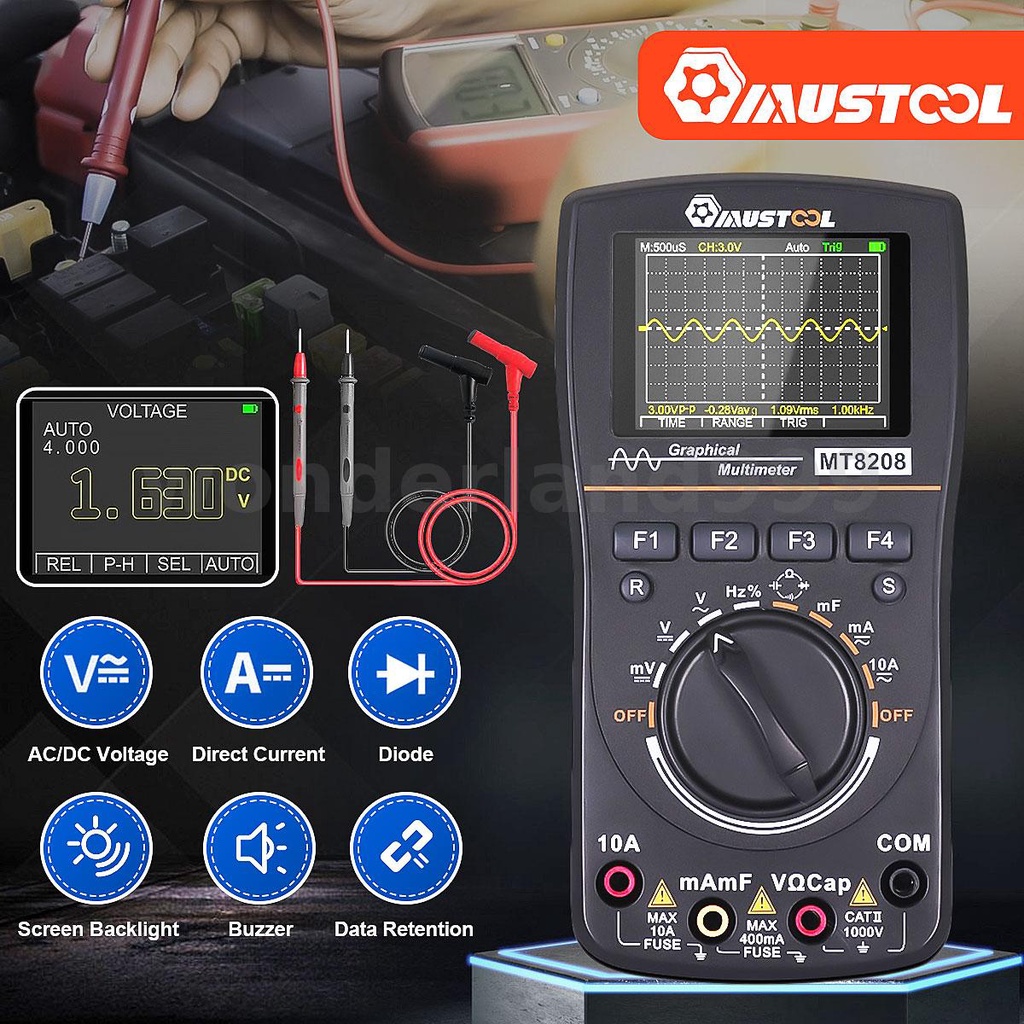 2 in1 MUSTOOL MT8208 Tester Intelligent Graphical Digital Oscilloscope ...