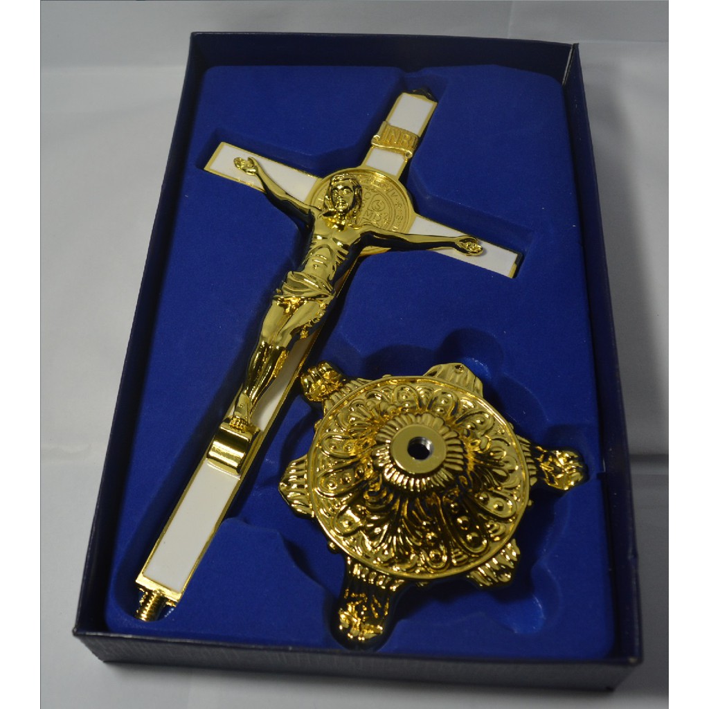 CRUCIFIX WITH ST.BENEDICT AT THE BACK (LARGE) | Shopee Philippines