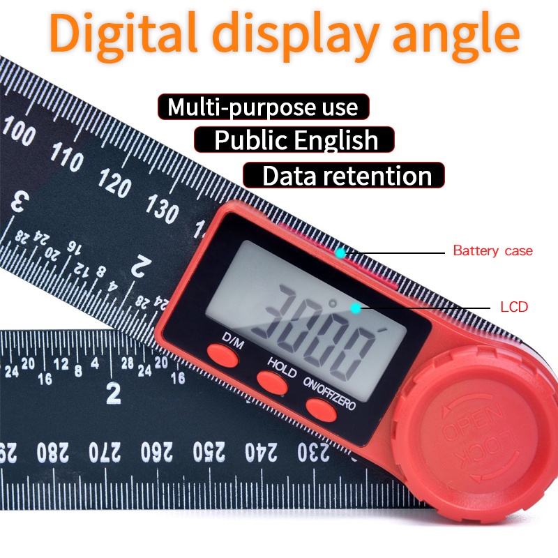 0-200/300mm 8'' Digital Meter Angle Inclinometer Angle Digital Ruler ...