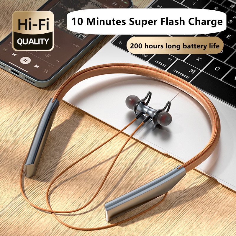 Fast Charging Wireless Earphones In-ear Neck Headset Bluetooth HiFi ...