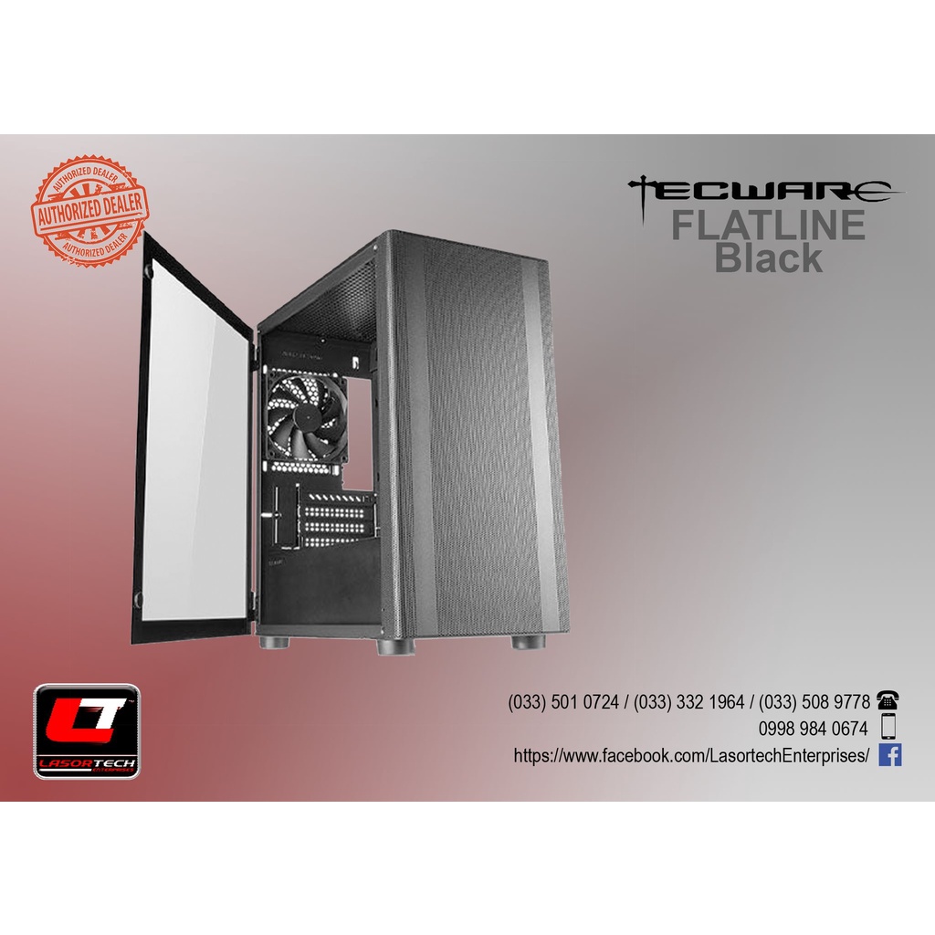 Tecware FLATLINE TG Black Micro ATX Case | Shopee Philippines