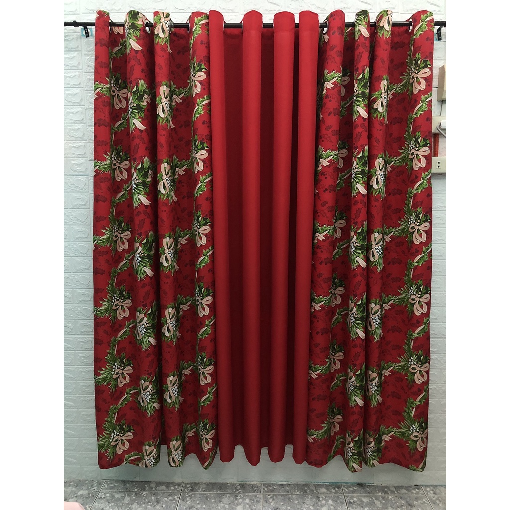 Christmas Red Ribbon Curtain Set with Ring - (6ft / 7ft) | Shopee ...