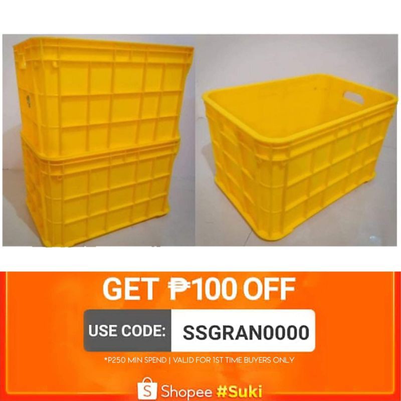 3 pcs Heavy Duty Plastic Crates Large 20x14x12inches , Closed Crate ...
