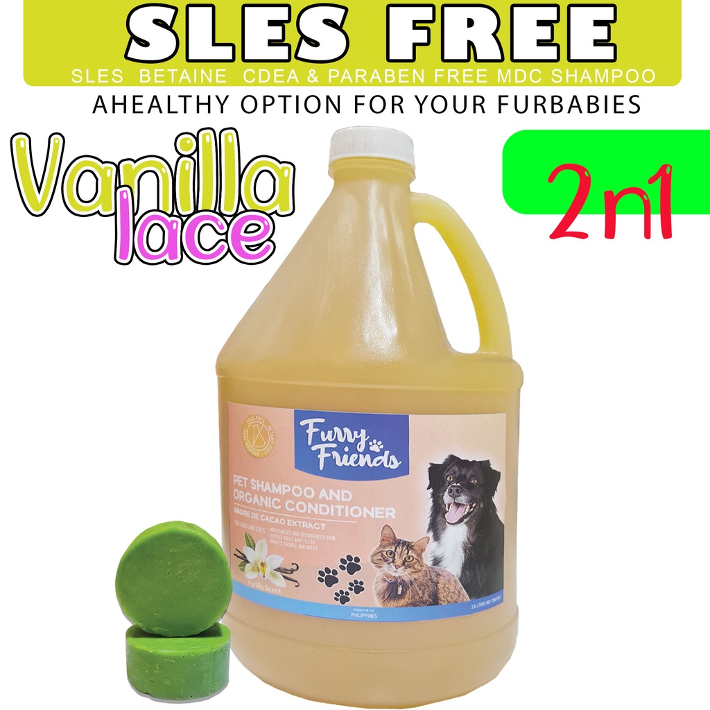 PET SHAMPOO 1GAL VANILLA LACE w/ 2 round soaps (anti tick & flea ...