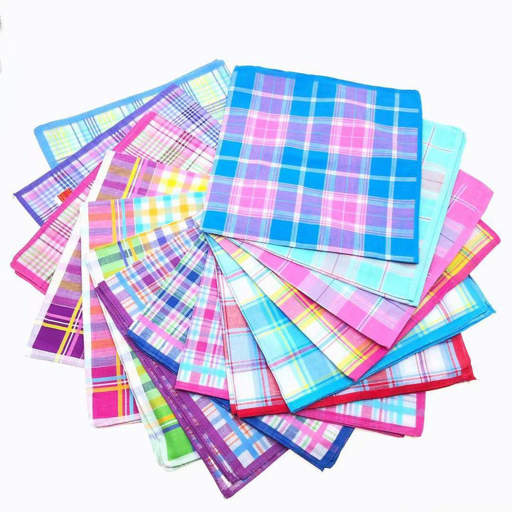 6/12pcs Checkered Stripes Design Cannon Soft Fabric Bandana ...
