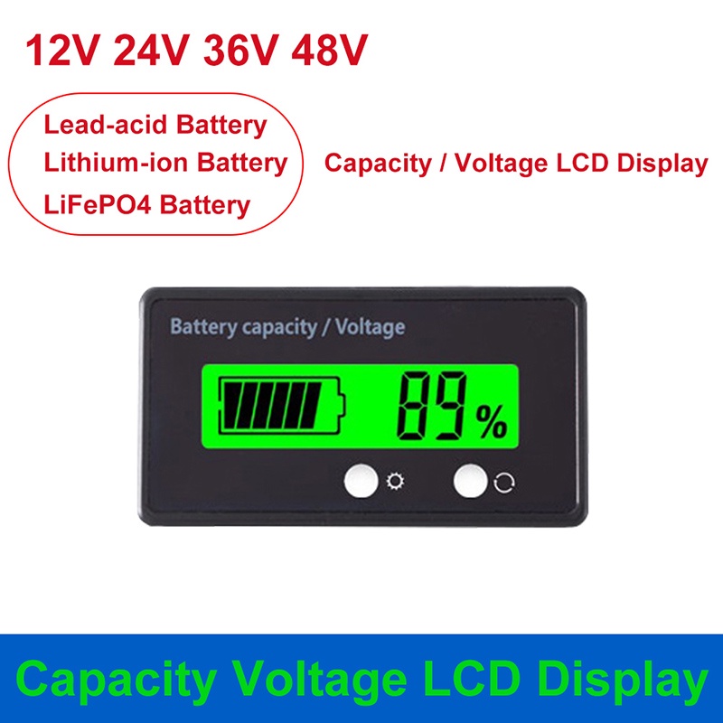 Capacity Voltage LCD Display 12V 24V 36V 48V for DIY Lead-acid Lithium ...