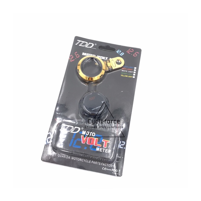 led Digital Voltmeter 12v round type with gold holder volt meter ...